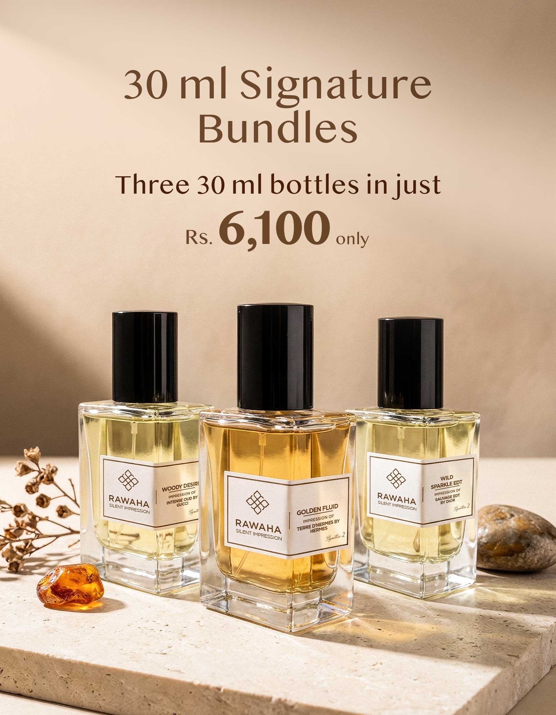 3 Signature Perfumes Bundle 30ml – Rawaha Perfume